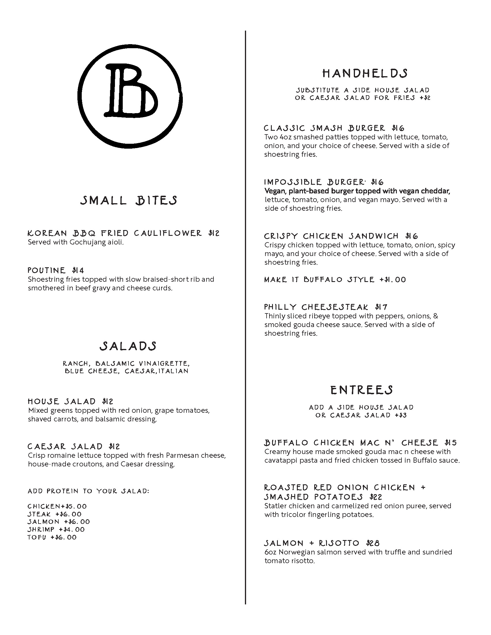 Menu – Brick Shop